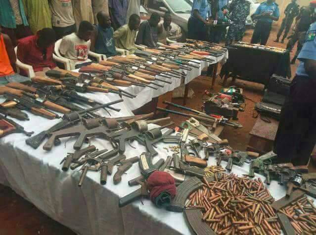 Police Arrest, Parade 56 Fulani Bandits, Recover Over 70 AK47 Rifles ...