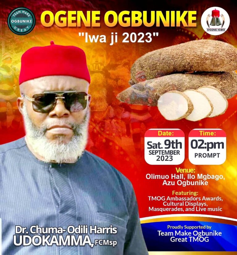 Ogene Ogbunike To Celebrate New Yam Festival On 9th September - P.M.EXPRESS