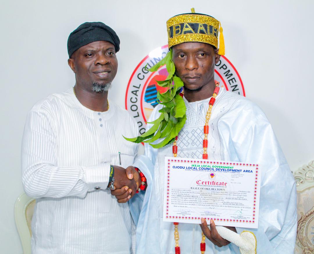 Ojodu LCDA Chairman Presents Certificate To New Baale Of Oke Ira Town ...